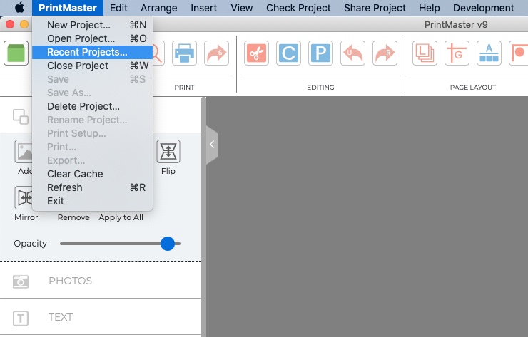 Opening a Project - PrintMaster v9 Userguide